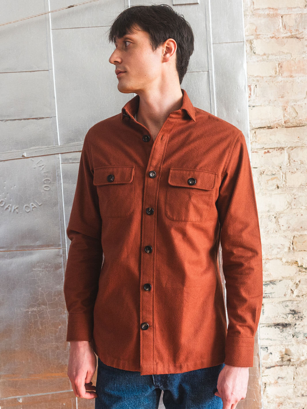 Rust Cotton Flannel Overshirt – Anatoly & Sons